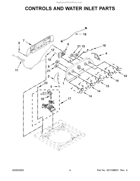 Parts for Whirlpool WTW4816FW3: Controls and Water Inlet Parts ...