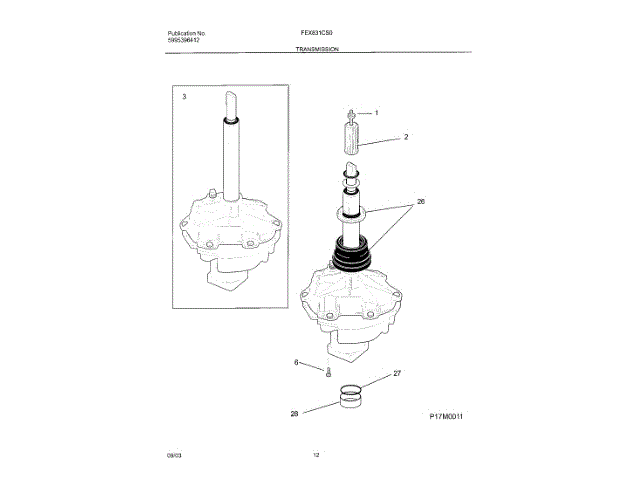 Frigidaire 134735700 Transmission Assy (AP3892133) - AppliancePartsPros.com