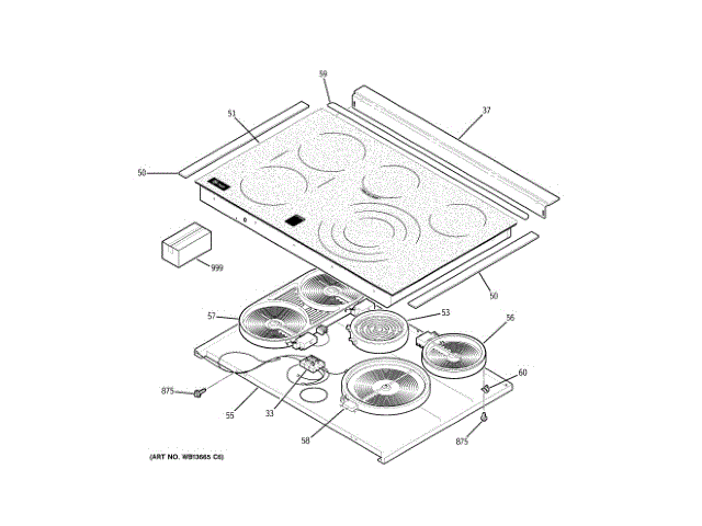 WB62T10694 Maintop Glass Asm (Black) | Genuine Ge OEM In Stock