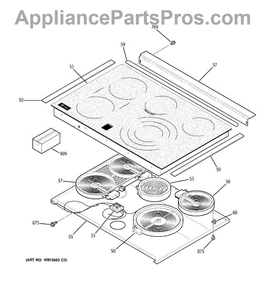 WB62T10690 Maintop Glass Asm (bk) | Genuine GE OEM In Stock