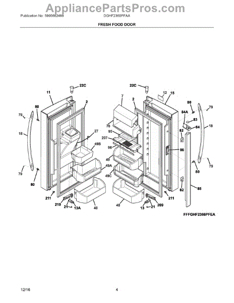242185670 Refrigerator Door (Stainless Steel, Right-Hand) | Genuine ...