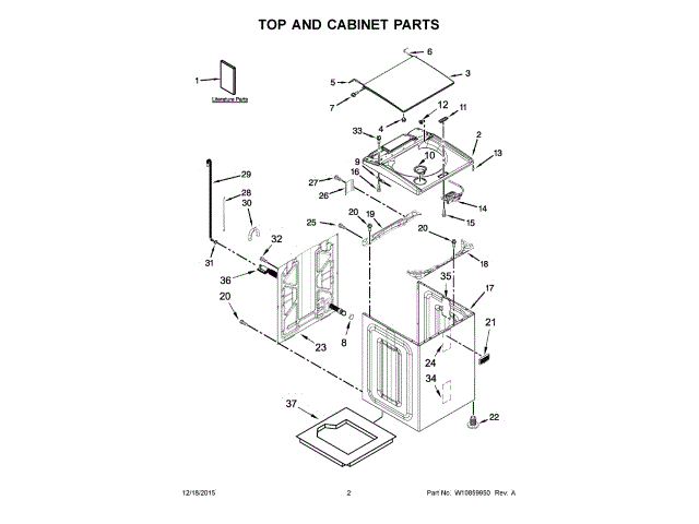Mejores ofertas e historial de precios de Whirlpool W11259006 Lid OEM ...