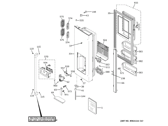 WR17X25027 Articulating Mullion Asm | Genuine Ge OEM In Stock