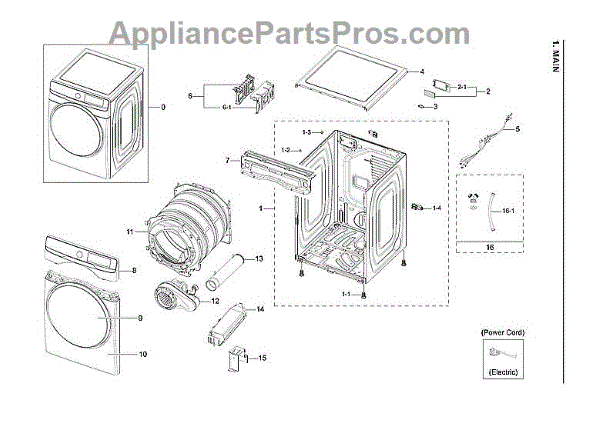 DC97-21429H Dryer Power Control Cover Assembly | Genuine Samsung OEM In ...