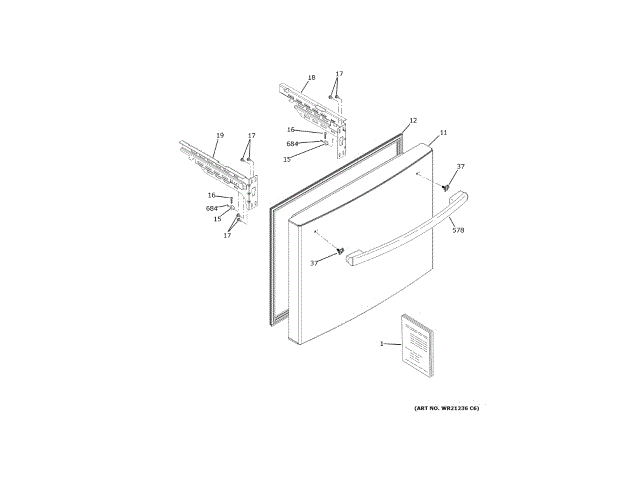 WR12X34310 Ss Freezer Door Handle | Genuine Ge OEM In Stock