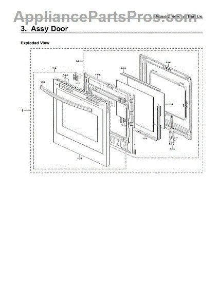 DG94-03595B Gas Range Door Module Assembly For Ne/Nx9000t Models ...