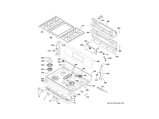 WB62X38001 Dark Dorian Gray Rangetop & Bracket | Genuine GE OEM In Stock