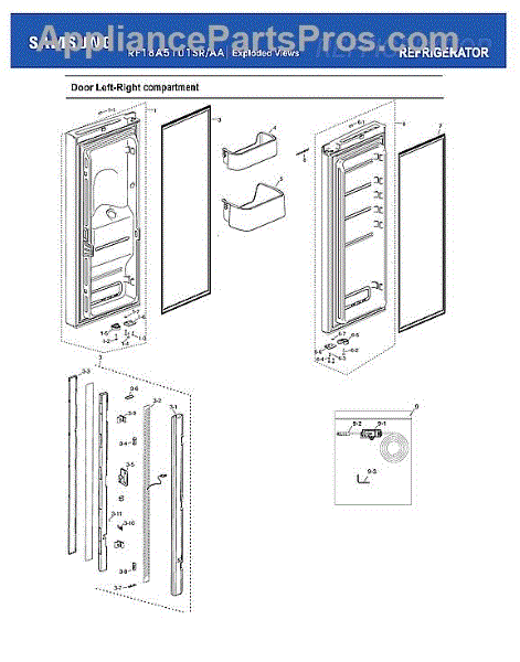 DA91-05436A Left Door Foam Seal For Bottom-Mount Refrigerator | Genuine ...
