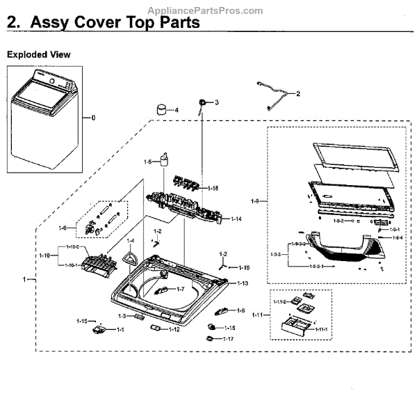 Samsung DC97-18845S Washer Lid Assembly (AP6292090 ...