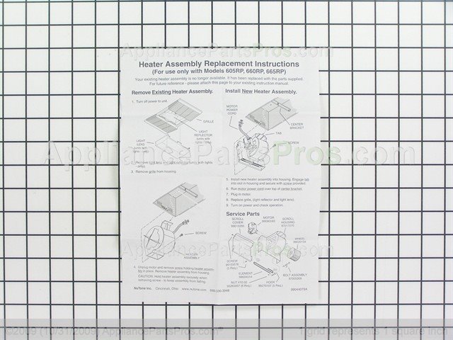 Broan S97017648 Heater Assembly - AppliancePartsPros.com